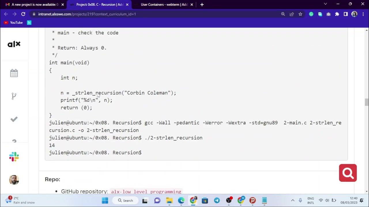 0x08. C - Recursion; ALX; 2. Dreams feel real while we're in them.... - YouTube