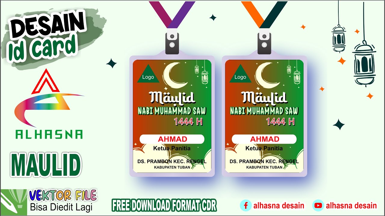 Cara Desain ID Card Panitia Peringatan Maulid Nabi Muhammad 1444 H 2022 ...