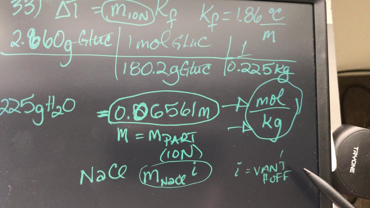 Chem 200 - Freezing point depression problems solved - YouTube