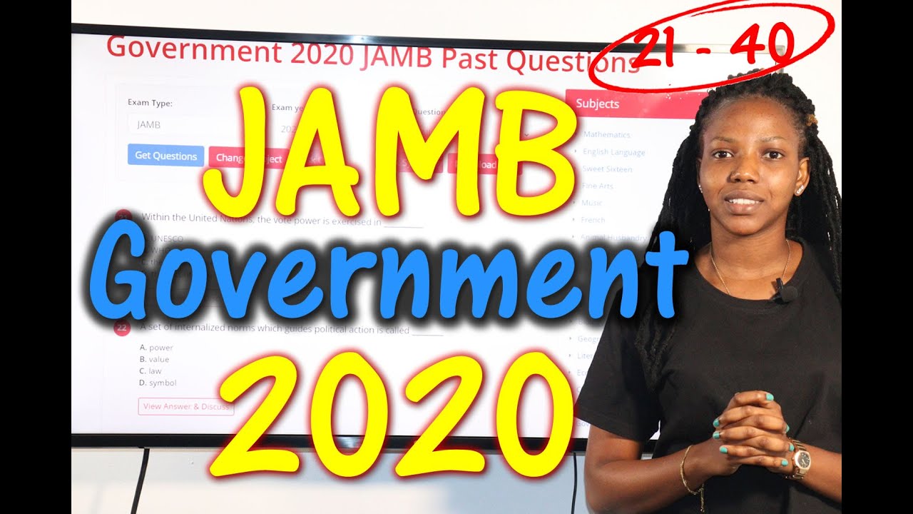 JAMB CBT Government 2020 Past Questions 21 - 40 - YouTube