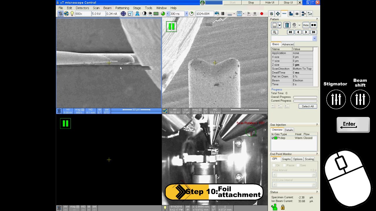 Lift-out by Focused Ion Beam (Step 10_Part1): Foil attachment on TEM ...