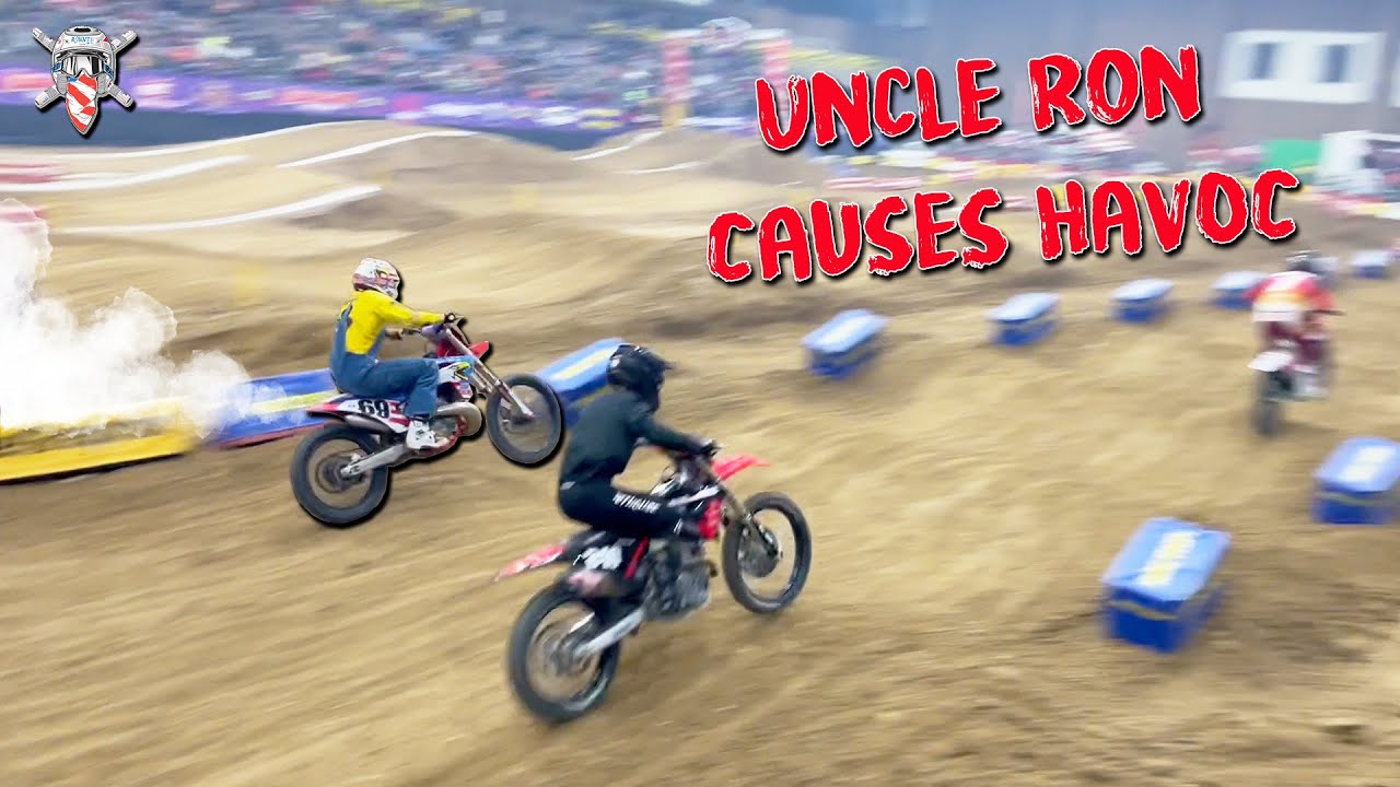 Uncle Ron causes havoc at GT Arenacross - YouTube