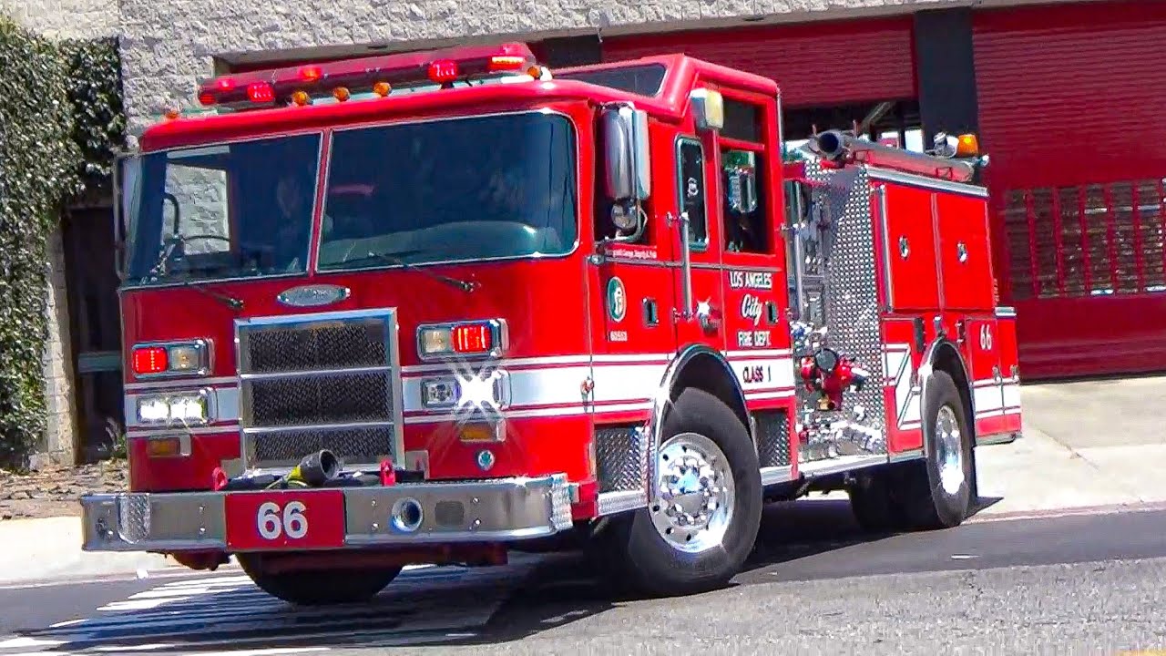 LAFD Engine 66 (reserve) & Rescue 66 Responding - YouTube