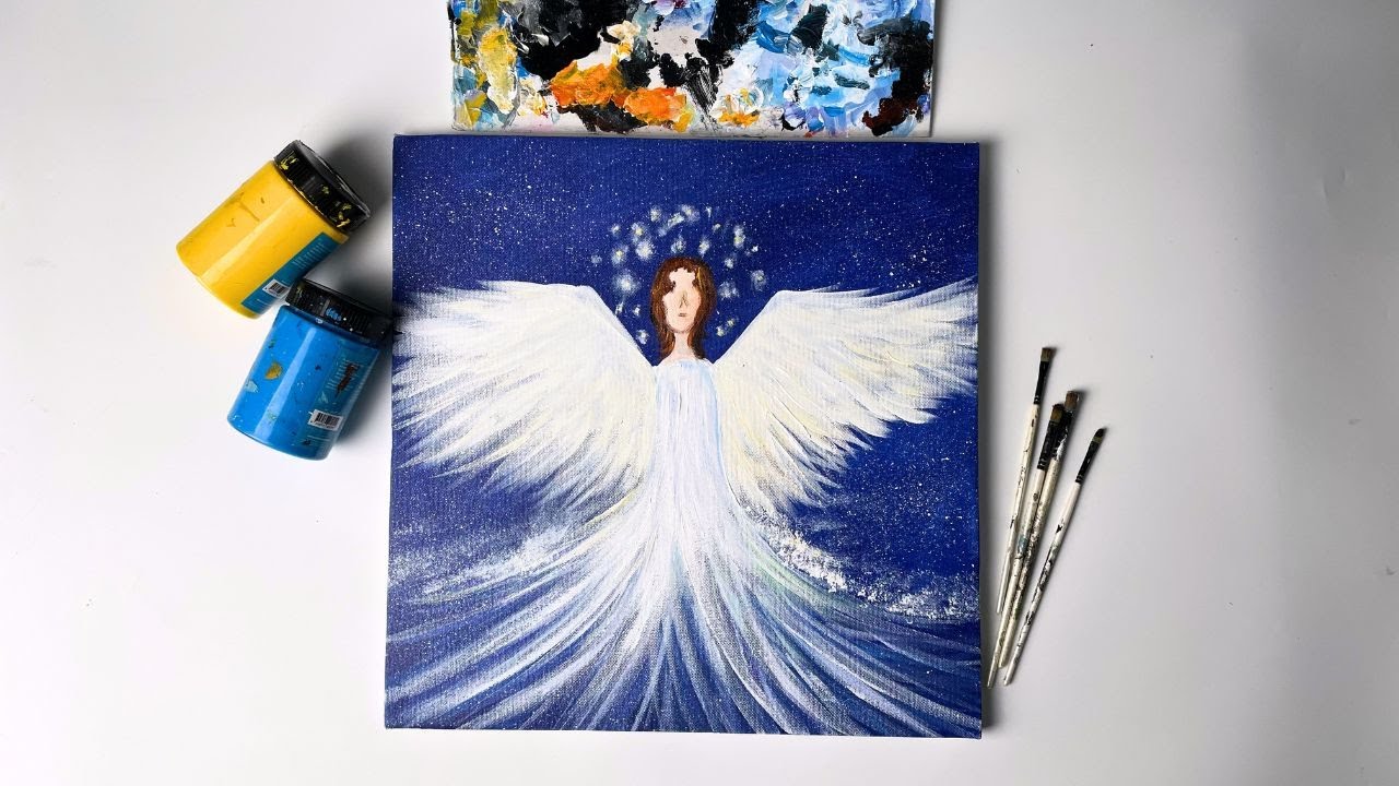 Winter Angel | Acrylic painting for beginners step by step | Paint9 Art ...