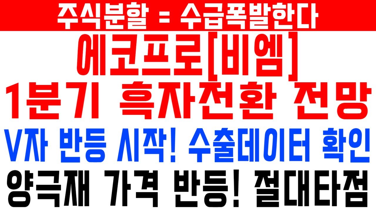 주식 에코프로 에코프로비엠 1분기 흑자전환 전망 양극재 가격 반등 절대타점 에코프로주가전망 에코프로주가 에코프로