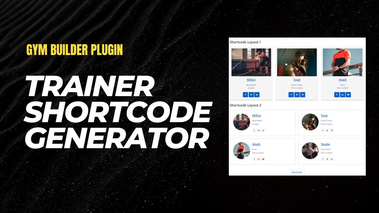 The Ultimate Gym Builder Trainer Shortcode Generator | Team Member ...