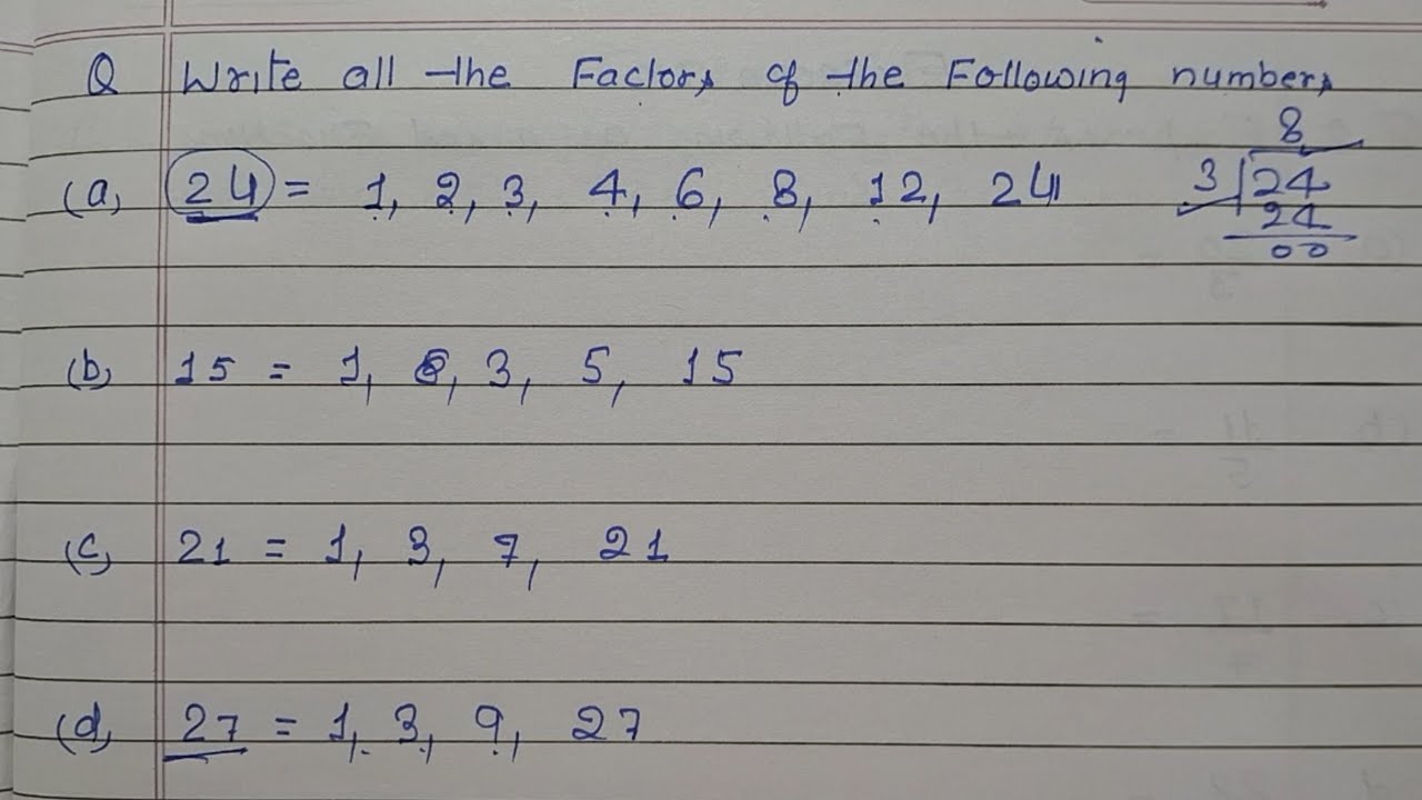 Write the Factors of the following numbers - YouTube