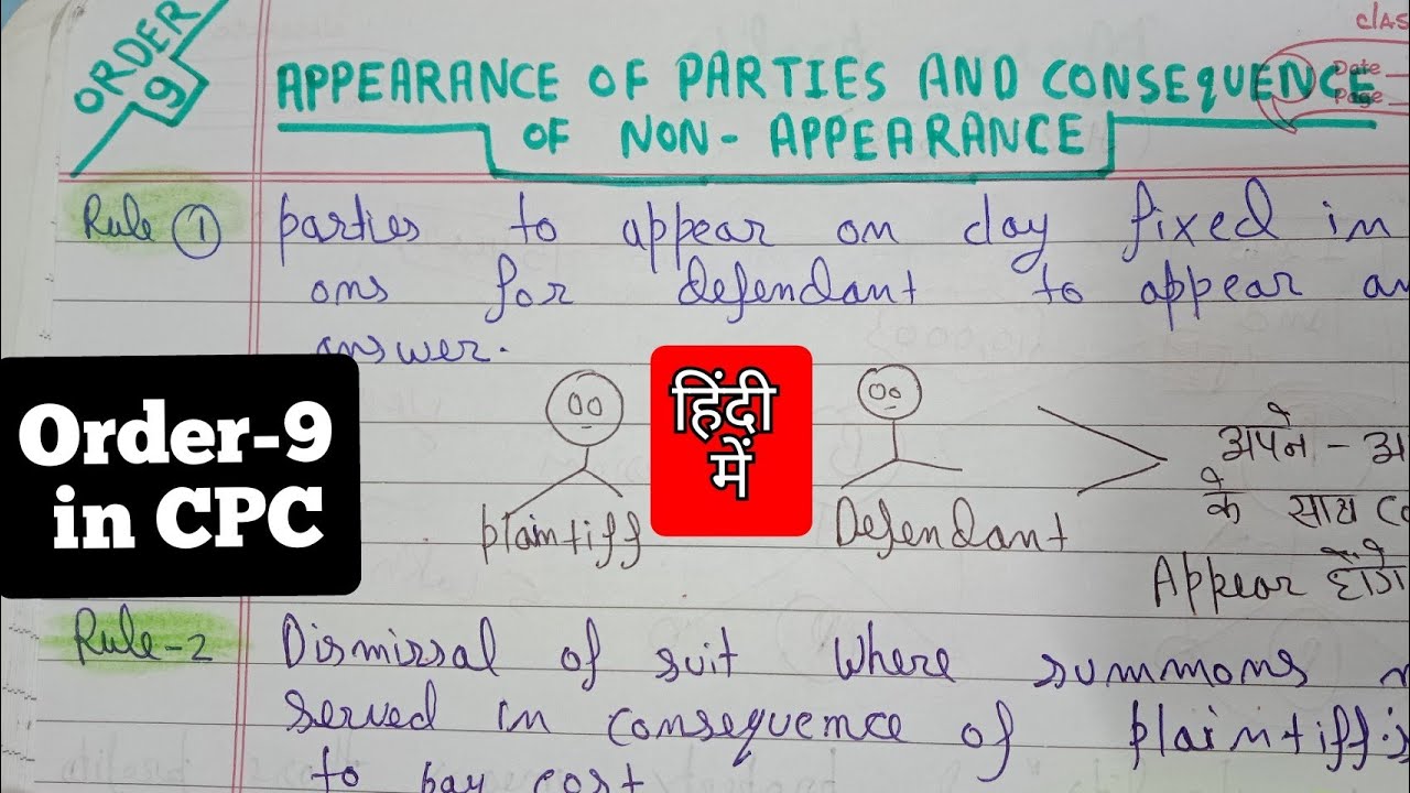 Order 9 under cpc (Appearance of parties and Consequence of non-Appearance) - YouTube