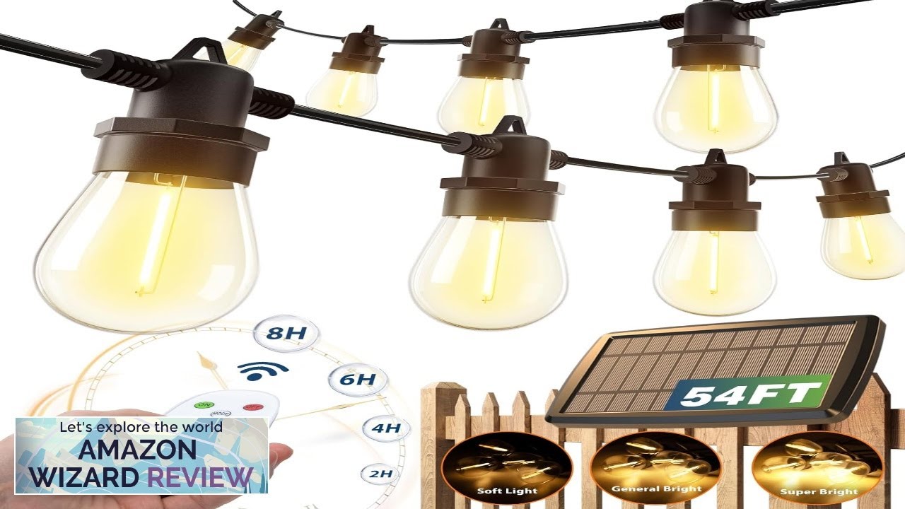 addlon 54(48+6) FT Solar String Lights Outdoor Waterproof with USB Port ...