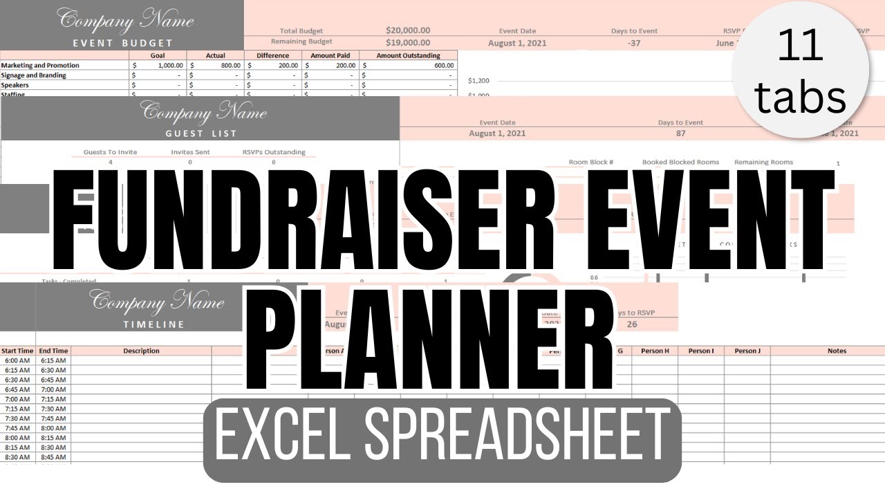 Fundraiser Event Planner Spreadsheet (Excel) - YouTube