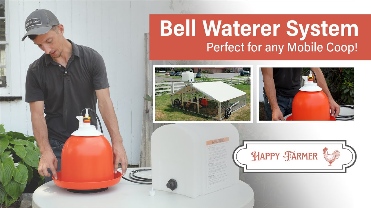 Gravity-Fed Bell Watering System for Mobile Coops | Happy Farmer - YouTube
