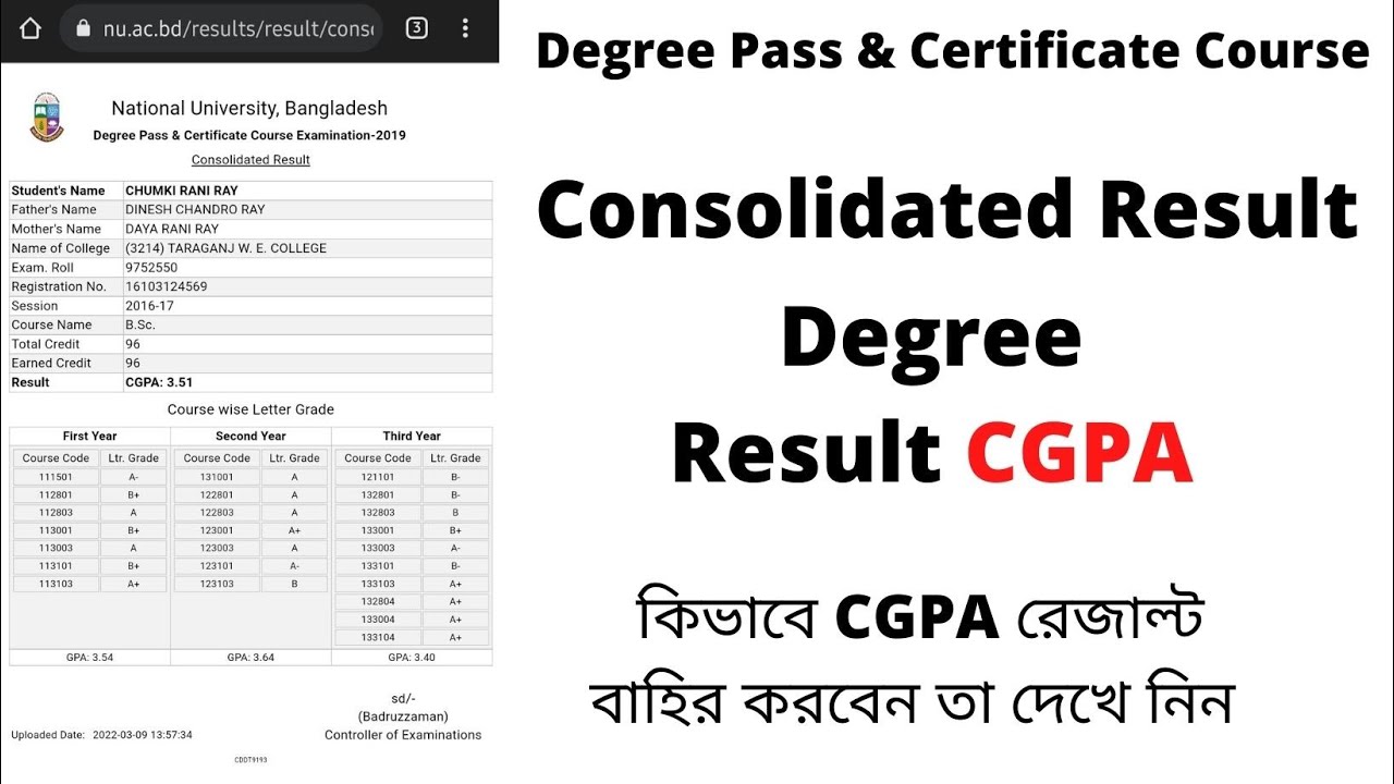Nu results cgpa । Consolidated Result । Degree Result CGPA । degree ...
