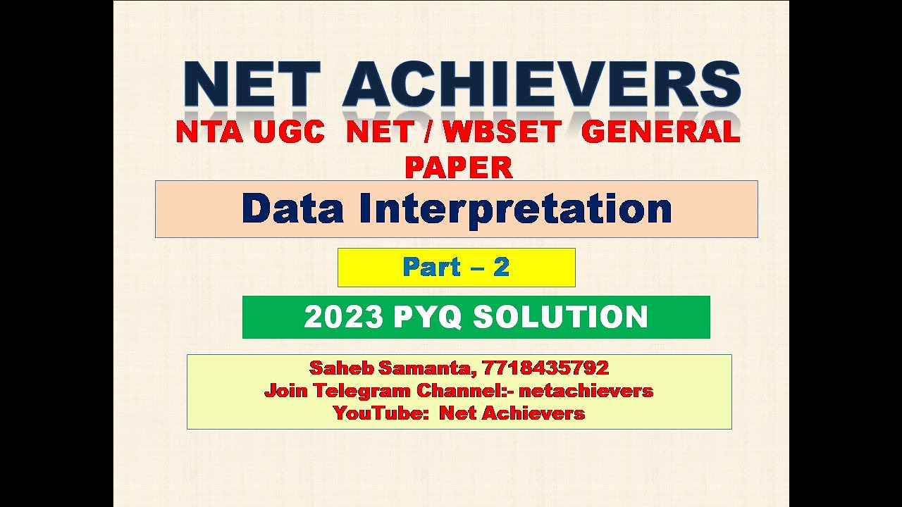 Data Interpretation | June 2023 | Part 2 | Saheb Samanta | NET General ...