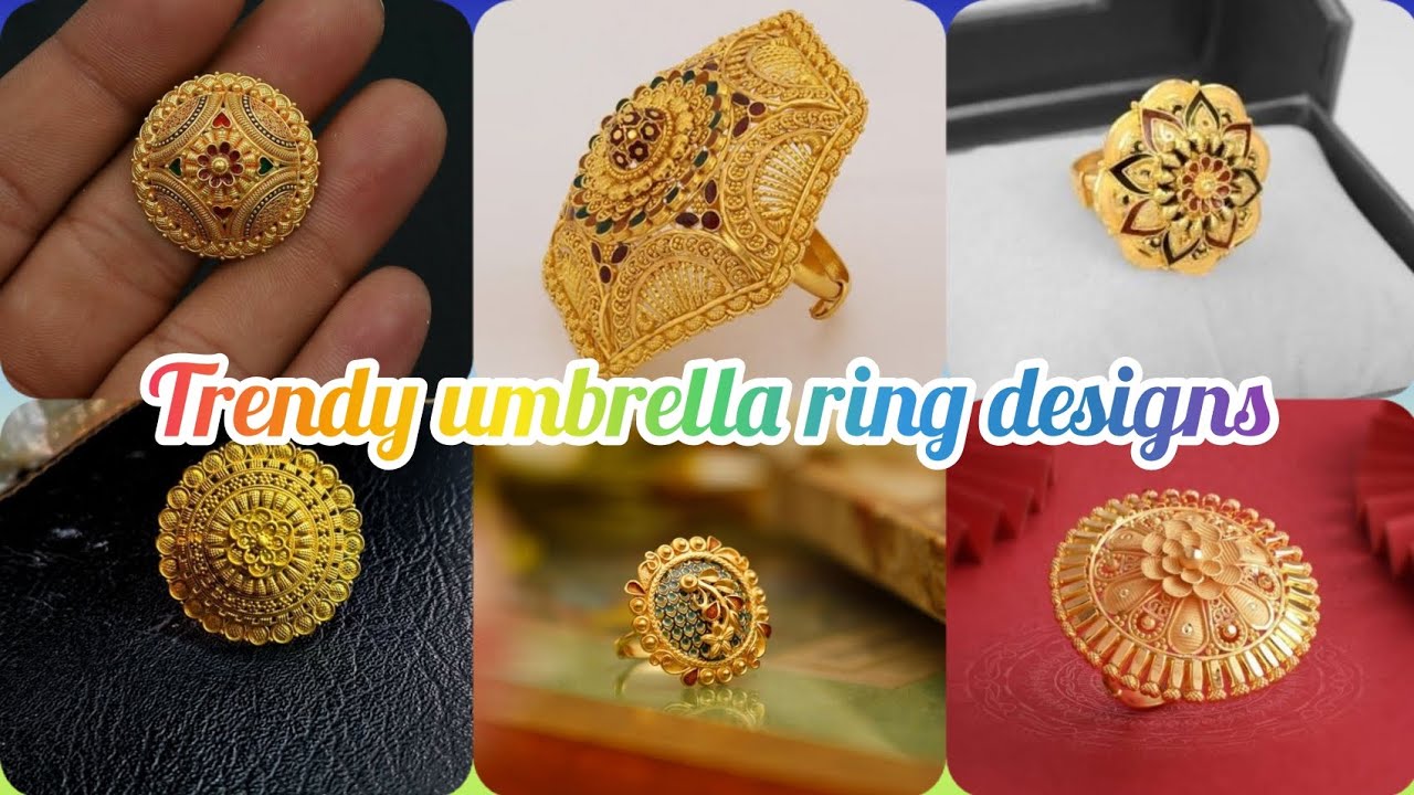 trendy gold umbrella ring designs/latest gold flower ring collection ...