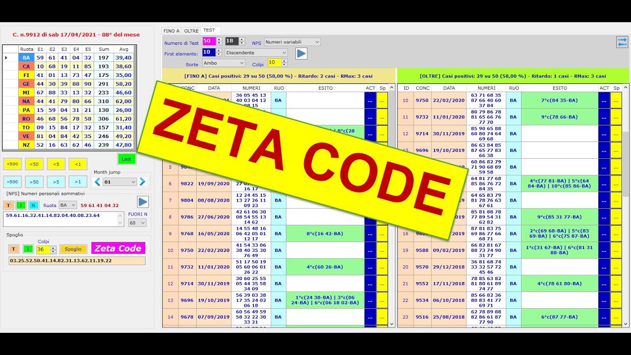 Modulo n.016 - ZETA CODE del software PremiereBox - Codici progressivi ...