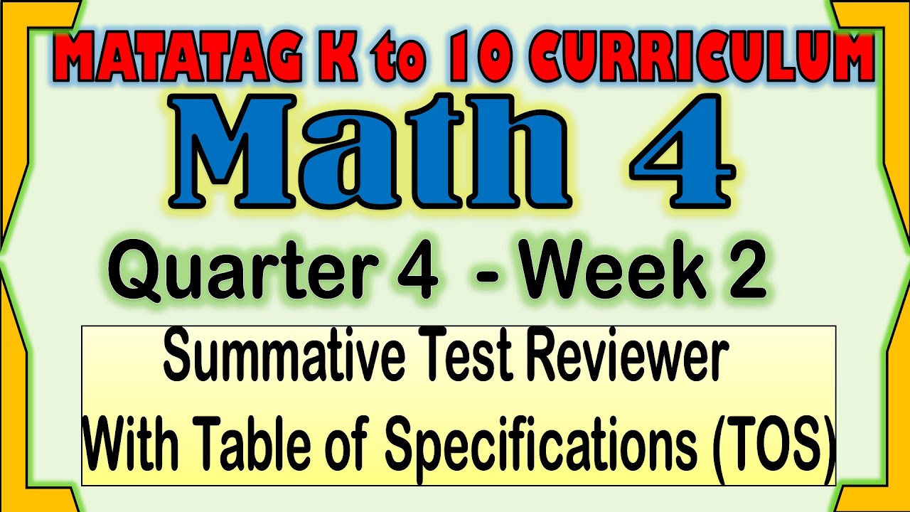 Math 4 Quarter 4 Week 2 Summative Test Reviewer - YouTube