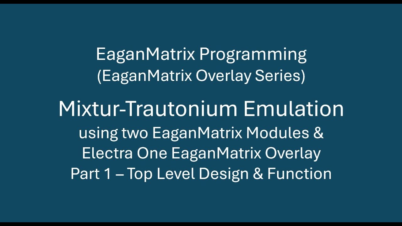 EaganMatrix Overlay Development Part 1 - Mixtur-Trautonium Emulation - Design Approach - YouTube