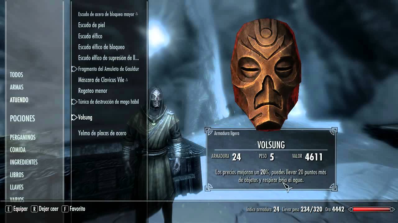 Mascara mágica Volsung (localización) en el tumulo Volskygge-Skyrim HD ...