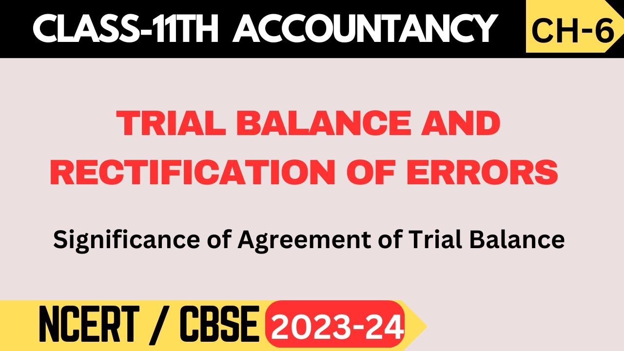Class 11 Accountancy | Chapter 6: Trial Balance and Rectification of ...