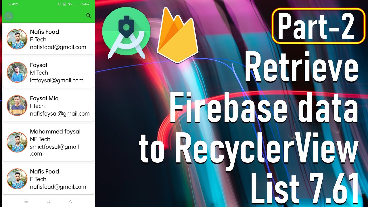 Retrieve Firebase Data To Recyclerview List 7 62 Part 02 Youtube