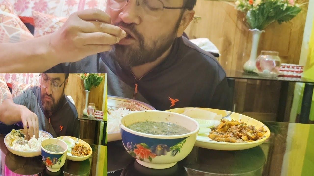 Simple Nepali Mukbang Vlog Rice Tite Krela Sisnoo Recipe And Bhat ...