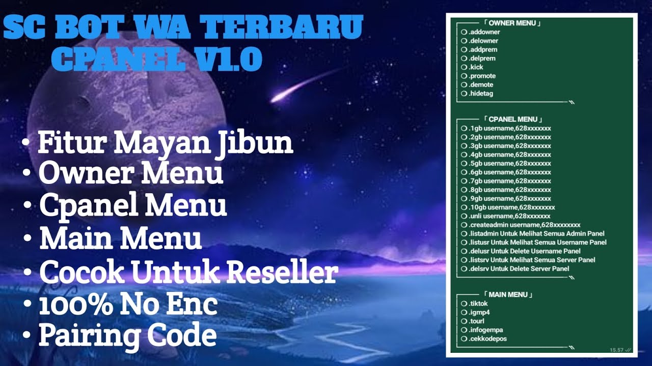 SC BOT CPANEL V1.0 TERBARU | NO BUTTON | COCOK OPEN RESELLER PANEL ...