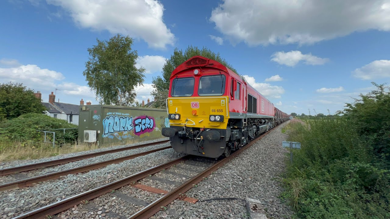 66655 passing Purton Collins lane level crossing on Thursday 29th ...