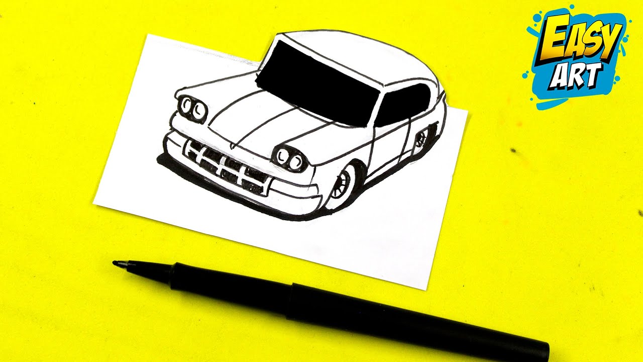 🟢 DIBUJOS 3D 🟡 Como Dibujar un CARRO 3D - Auto - Coche - How to Draw a ...