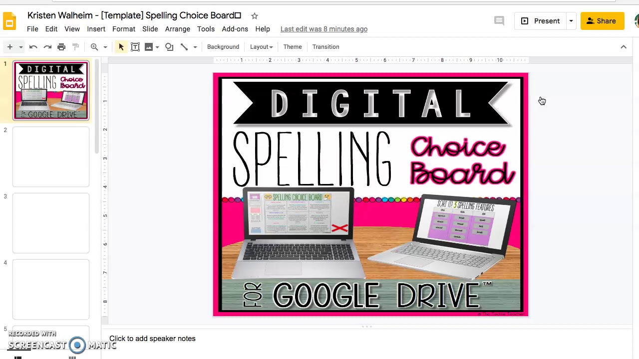 Spelling Menu- google classroom - YouTube