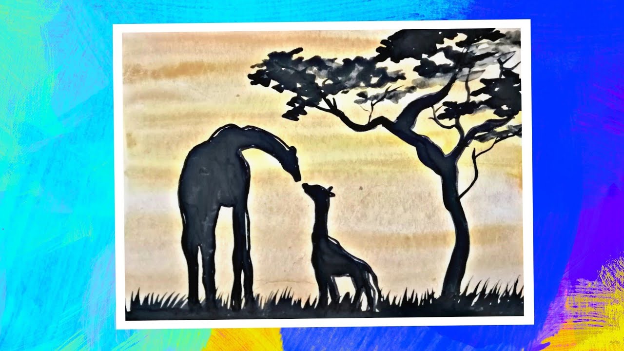 How to paint giraffe | How to paint giraffe silhouette - YouTube