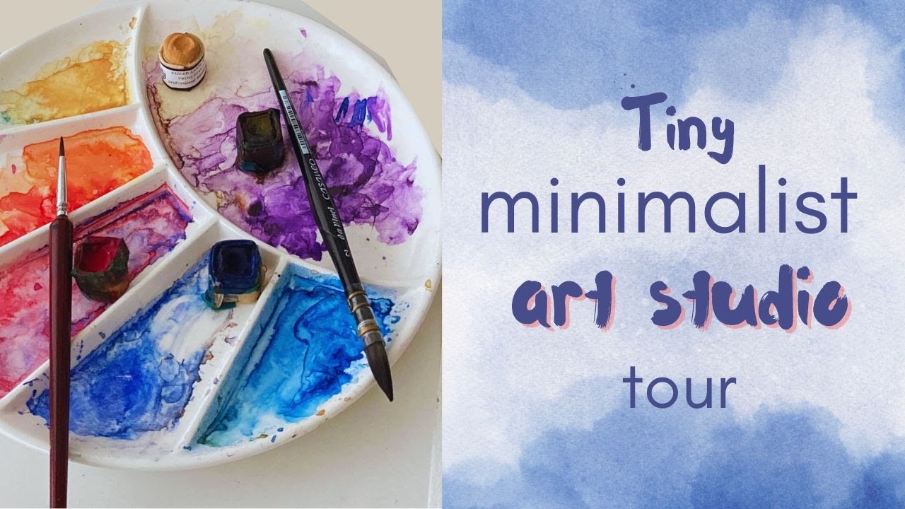 Tiny minimalist art studio tour and meet my cat - YouTube