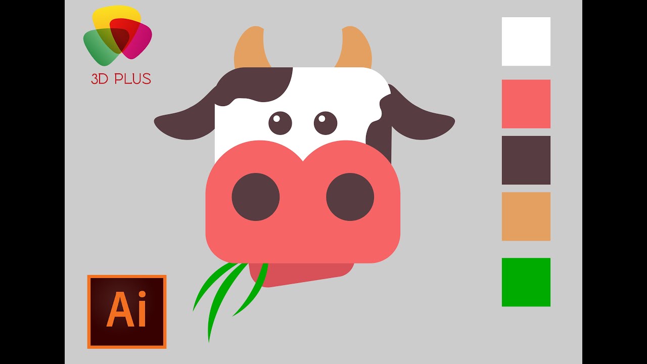 Cow Tutorial in Adobe Illustrator| Adobe Illustrator tutorial for ...