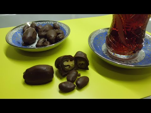 Xurma,badam və qoz içlikli konfetlərin hazirlanmasi.Şokoladlı konfet #resepti.#Домашние конфеты