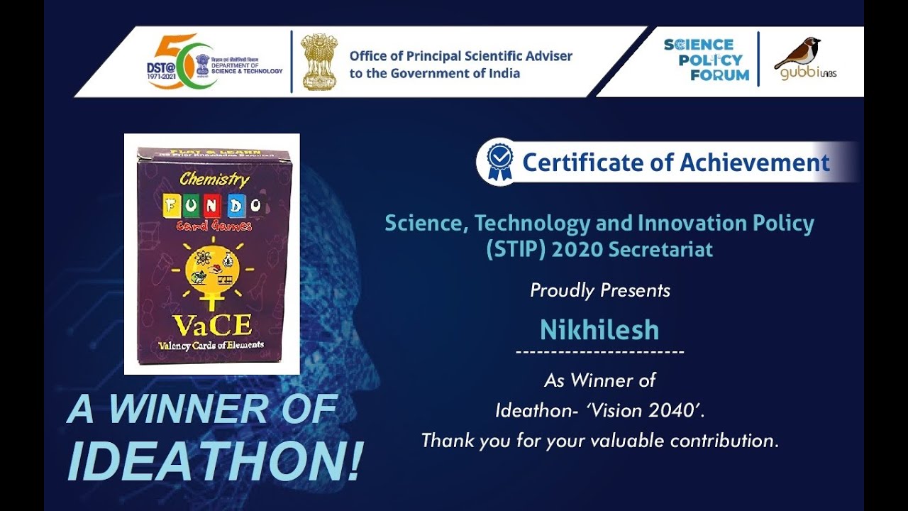 IDEATHON WINNING IDEA (Science Policy Forum) - Play and Learn: Valency ...