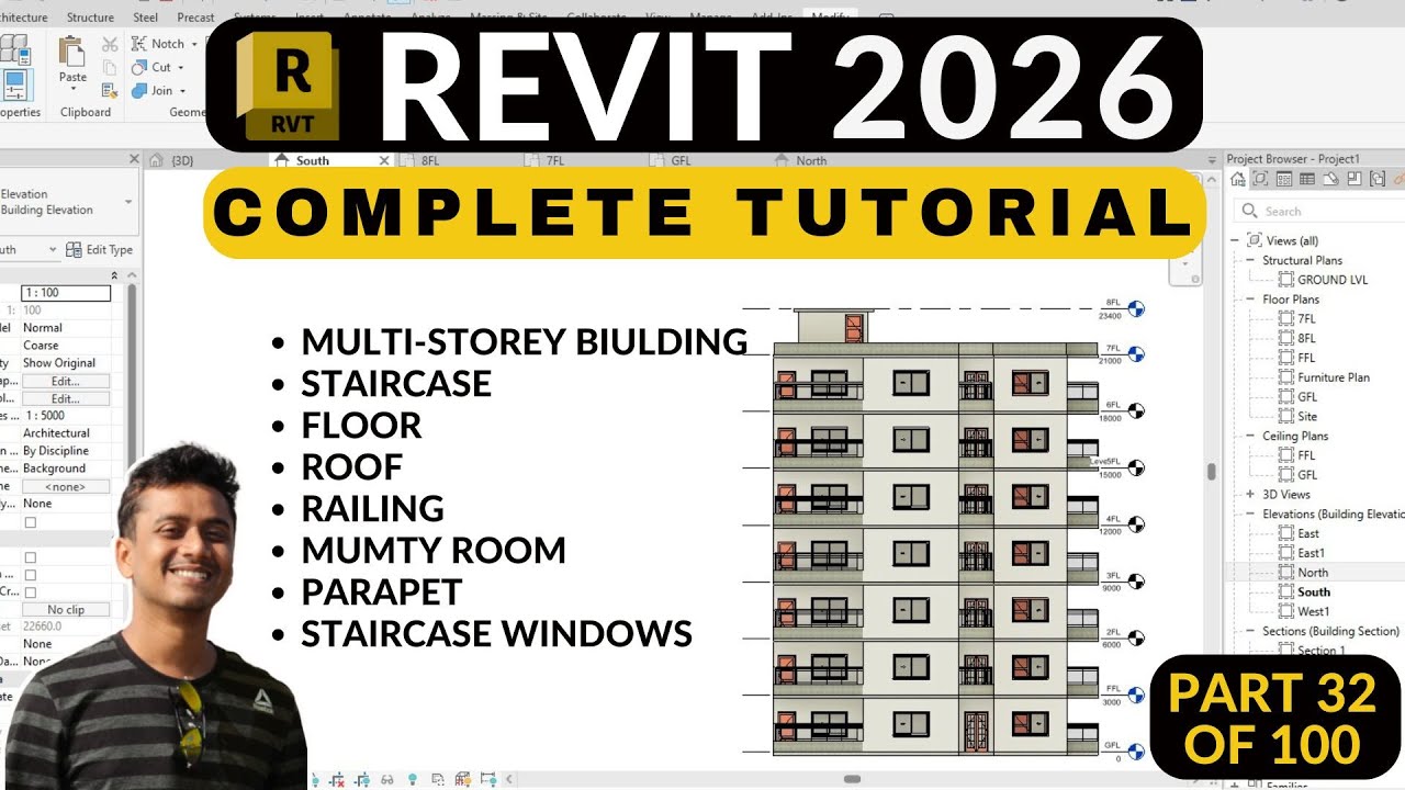 Autodesk Revit Tutorial for Beginners (Civil / Arch) || Revit 2026 Full ...