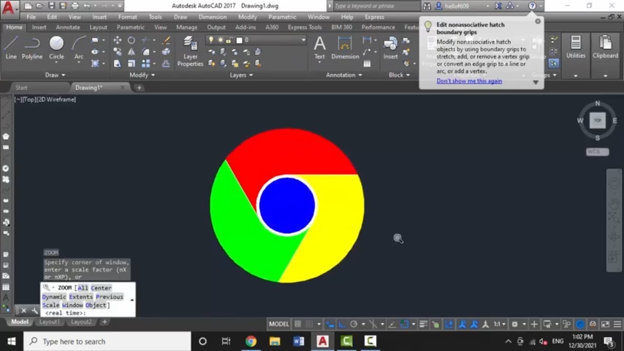 how to make google chrome logo in autocad - YouTube
