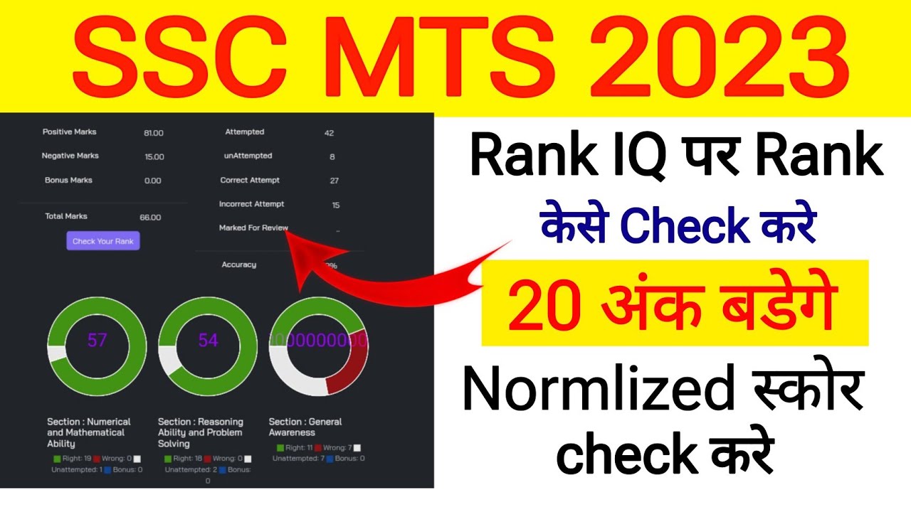 SSC MTS 2023 check Rank & Normalisation marks with rank iQ/ Ssc mts ...
