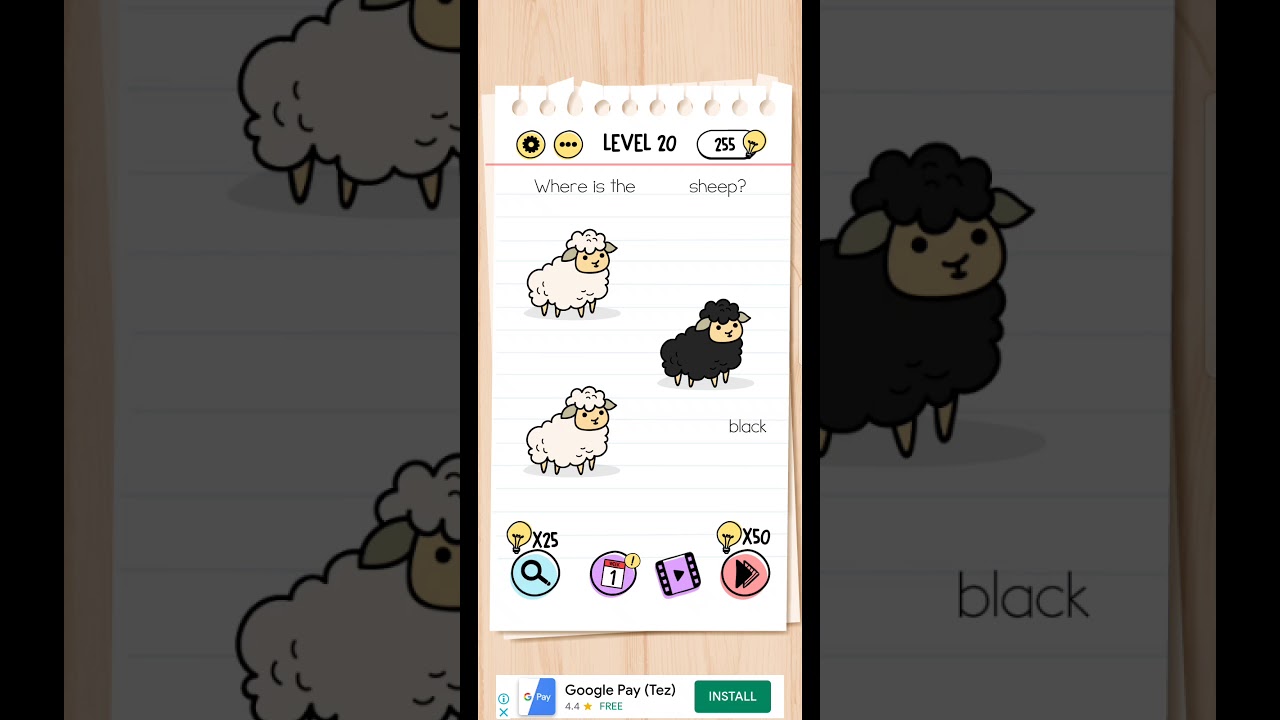Brain Test Level 20 Where is the black sheep Answer - YouTube