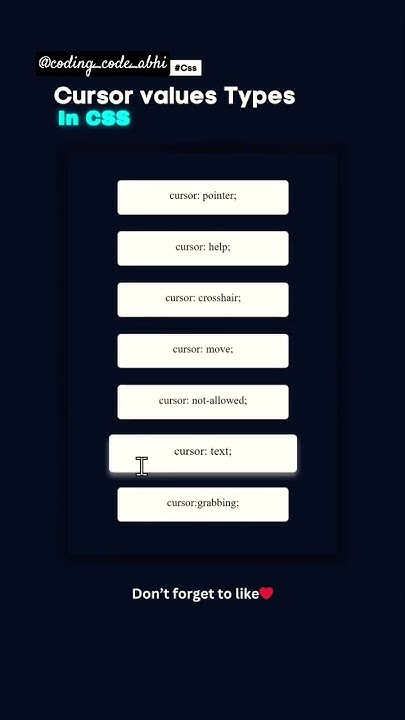 Css Cursor Type 🚀🚀🚀🚀🚀 Css Htmlcss Html5css3 Csstips Animation Programmer Csstrick Youtube