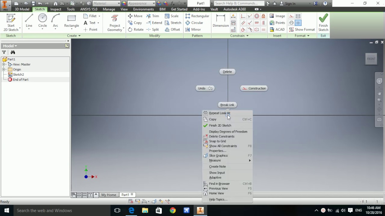 How to get the center point back in Inventor - YouTube