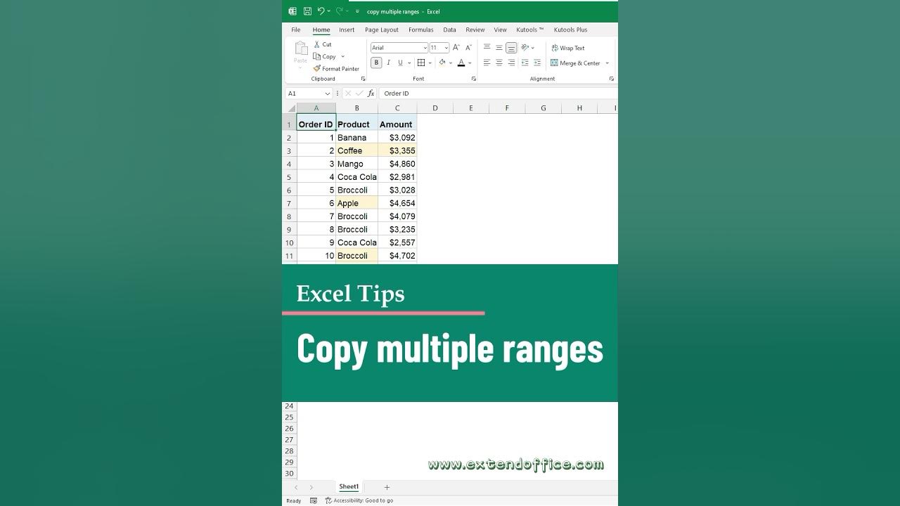 How to copy multiple ranges in Excel? - YouTube