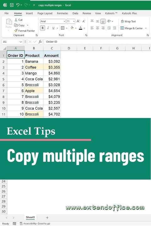 How to copy multiple ranges in Excel? - YouTube