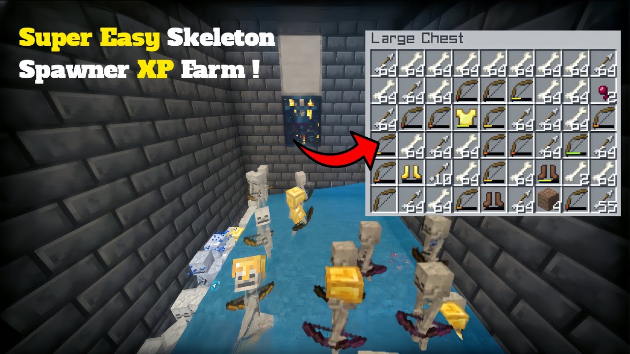 Super easy Skeleton Spawner Farm /XP farm minecraft 1.21 - YouTube