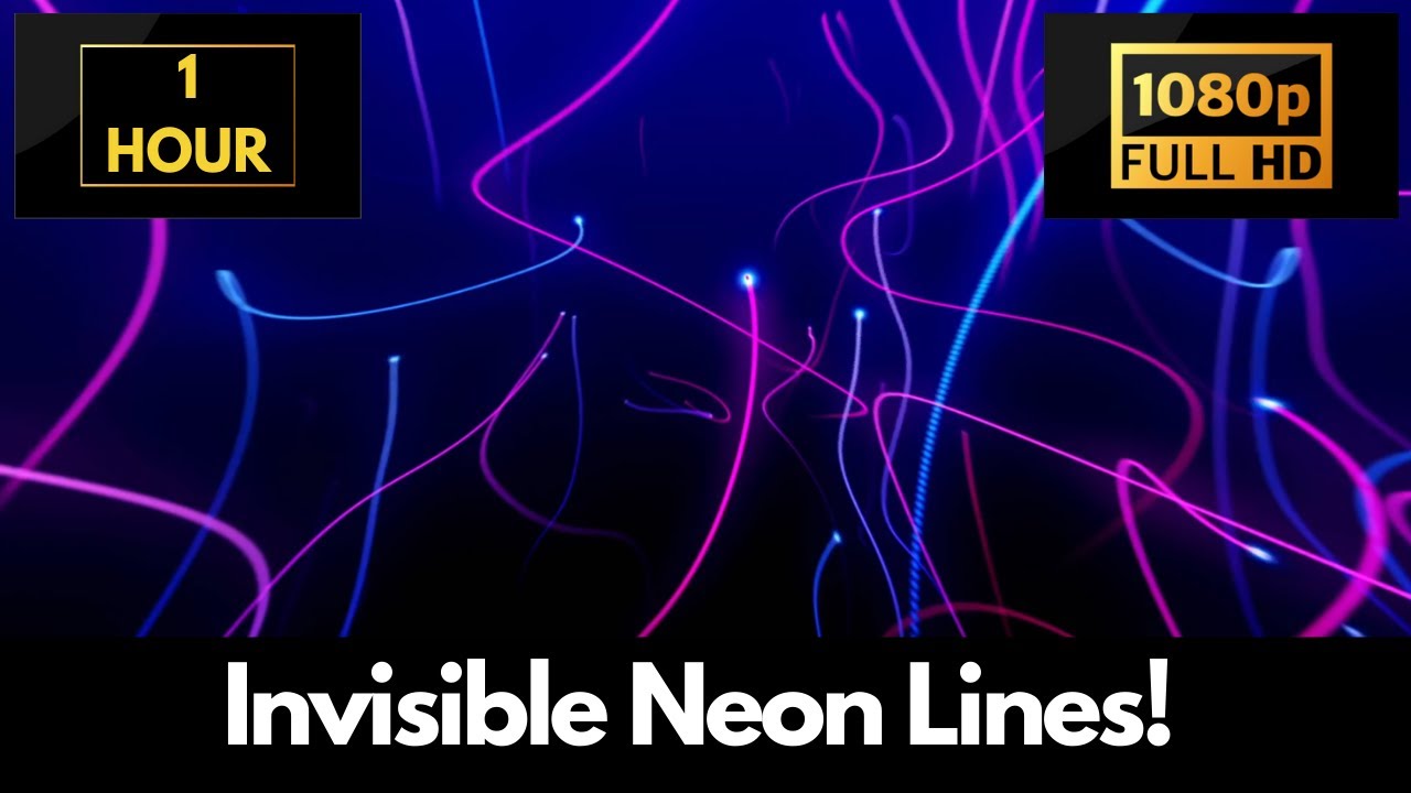 Invisible Neon Lines Drawing in the Air Screensaver | 1 HOUR Calming ...