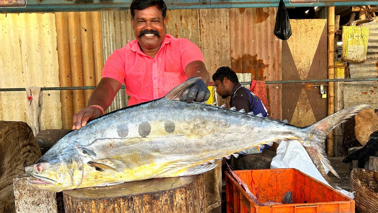 THOL PARRAI FISH 🐟KASIMEDU CHEETAH DURAI FISH CUTTING SKILLS # ...