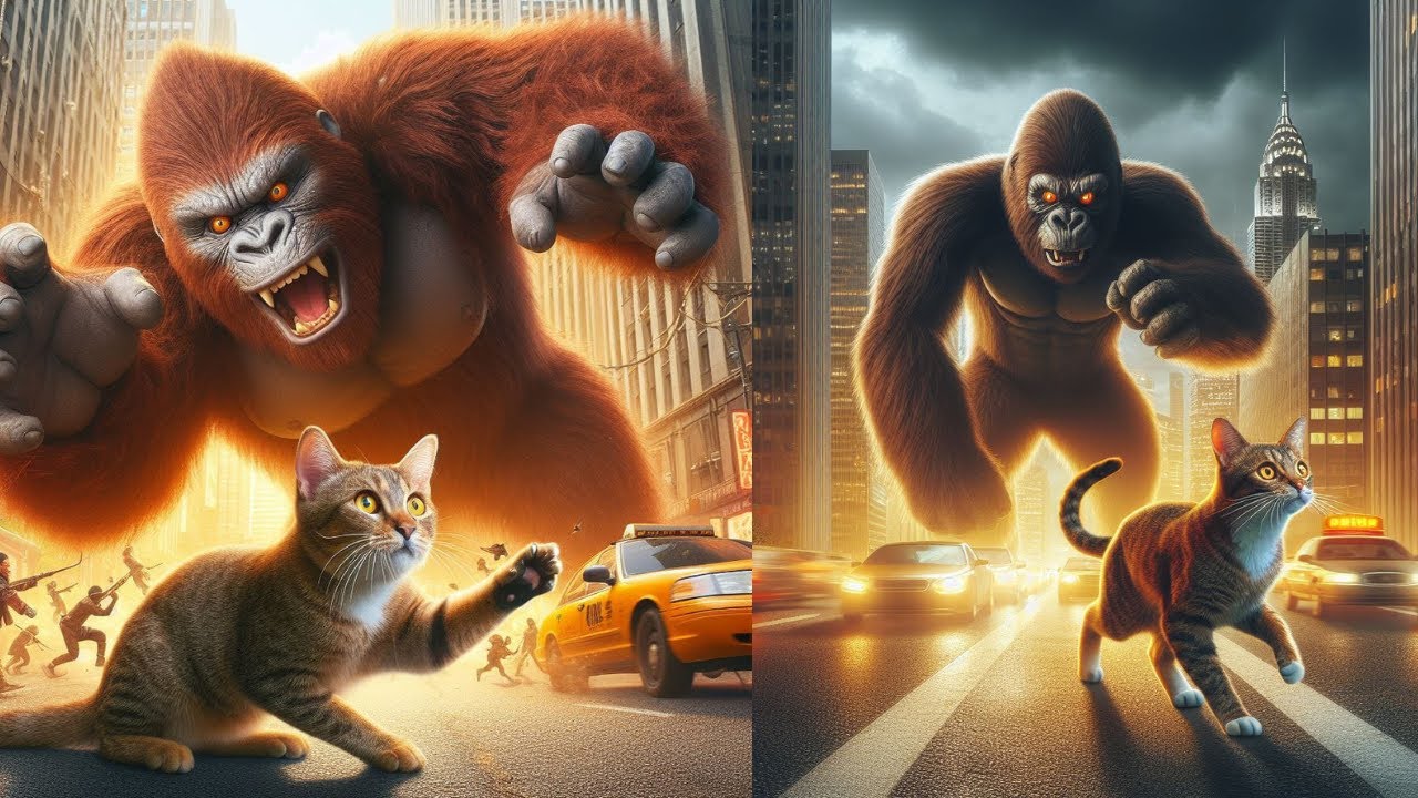 😭Catzilla vs Godzilla 😭😭😭.... DON'T IGNORE 😭😭 #ai #cat #ginger #aicat ...