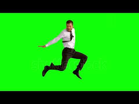 stock footage businessman jumping up on green screen in slow motion ...