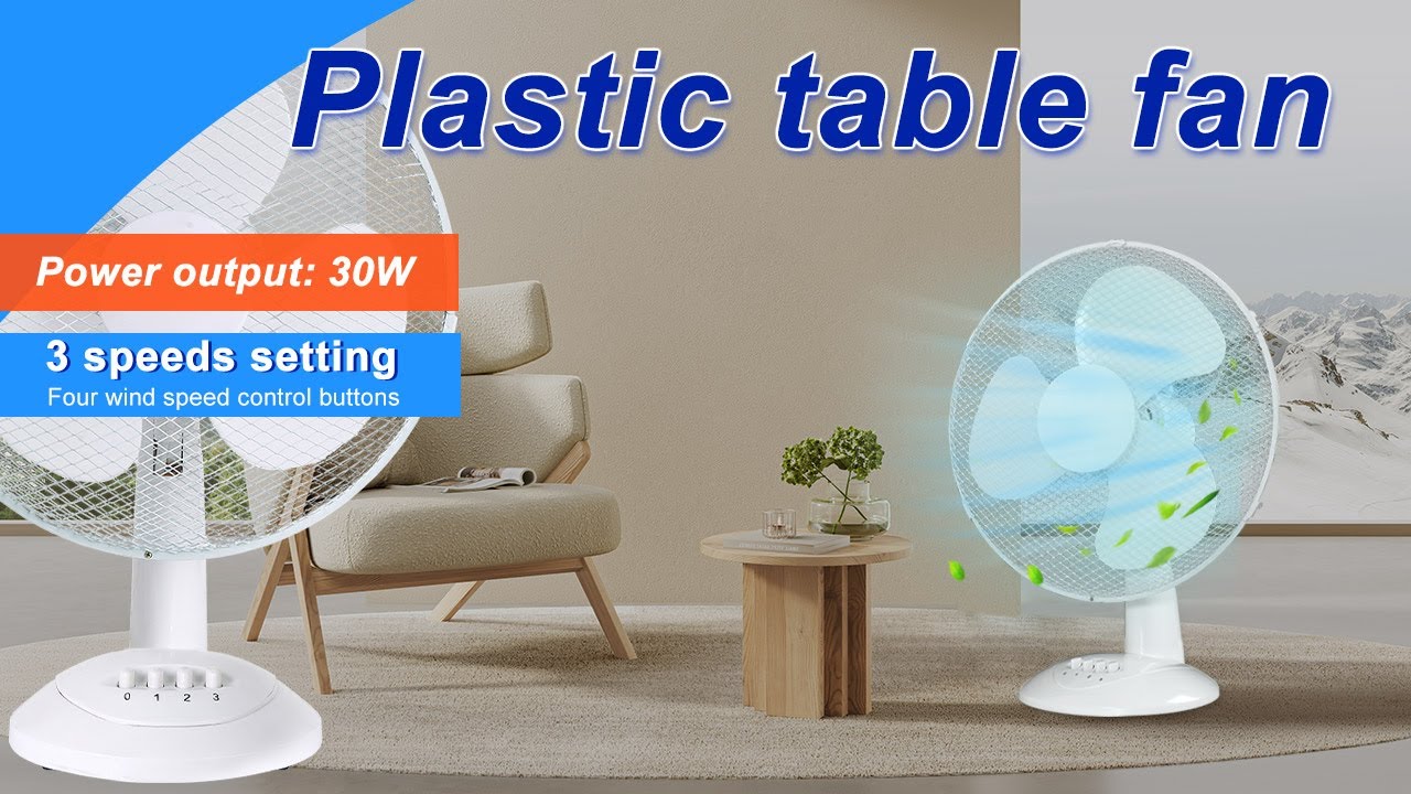 12/16 inch plastic CE approved tabletop fan, factory price,3 speeds,40w ...