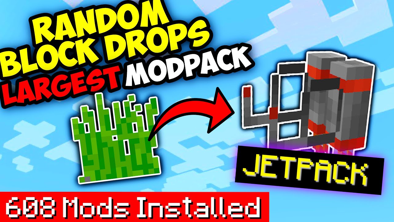 Largest Minecraft Modpack but every block drop is RANDOM - YouTube
