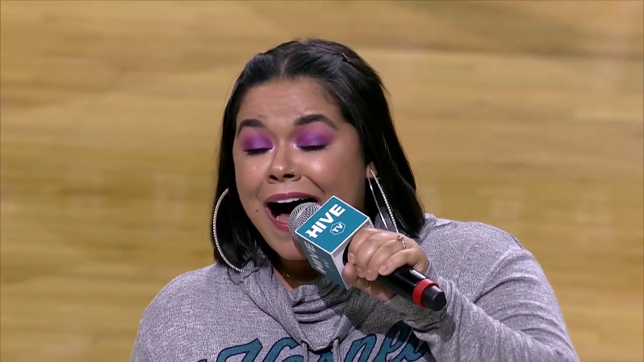 Brooke Simpson sings The National Anthem | Charlotte Hornets - YouTube